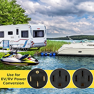 50 Amp Y Splitter Adapter, NEMA 14-50P to 2 Outlet 14-50R Y Splitter for RV and EV, 3 Feet 120V/240V 4 Prong 6AWG/3C + 8AWG/1C for Male Plug Female Receptacle Outdoor Power Cord