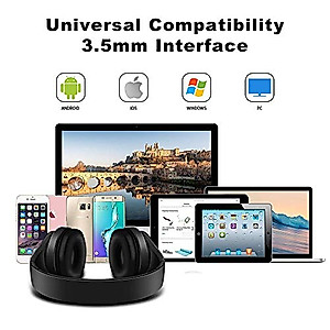 Viwind Wireless Bluetooth Headphones Over Ear with Mic,Foldable Noise Cancelling Headset for Travel Work TV PC Android Cellphone 【Hi-Fi Stereo &Comfortable Earpads】-Black