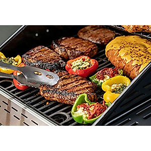 Megamaster 720-0864MA 2 Burner Propane Barbecue Gas Grill, for Camping, Outdoor Cooking, Patio, Garden Barbecue Grill, 28000 BTUs, with Foldable Side Table, Silver and Black