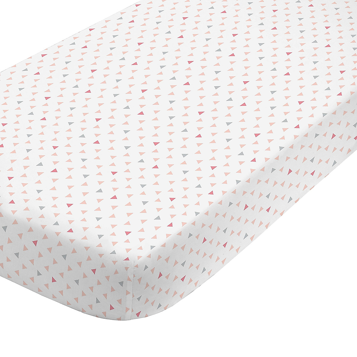 NoJo Aztec Mix & Match 100% Cotton Triangles Fitted Crib Sheet, Pink, Grey, White
