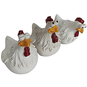 Euiroet Funny Farm Chickens Statues,Cute Chicken Fence Decoration,Resin Chickens Decor,Outdoor Real Animal Statue,Chicken Sculpture,Perfect for Home Garden Stairs,Farm,Patio,Backyard