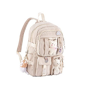BUNXIZHUN kawaii backpack for school girls cute backpack for women with kawaii pin and accessories cute aesthetic kids backpacks Mochilas Escolares Para Niñas middle school girls kawaii backpack