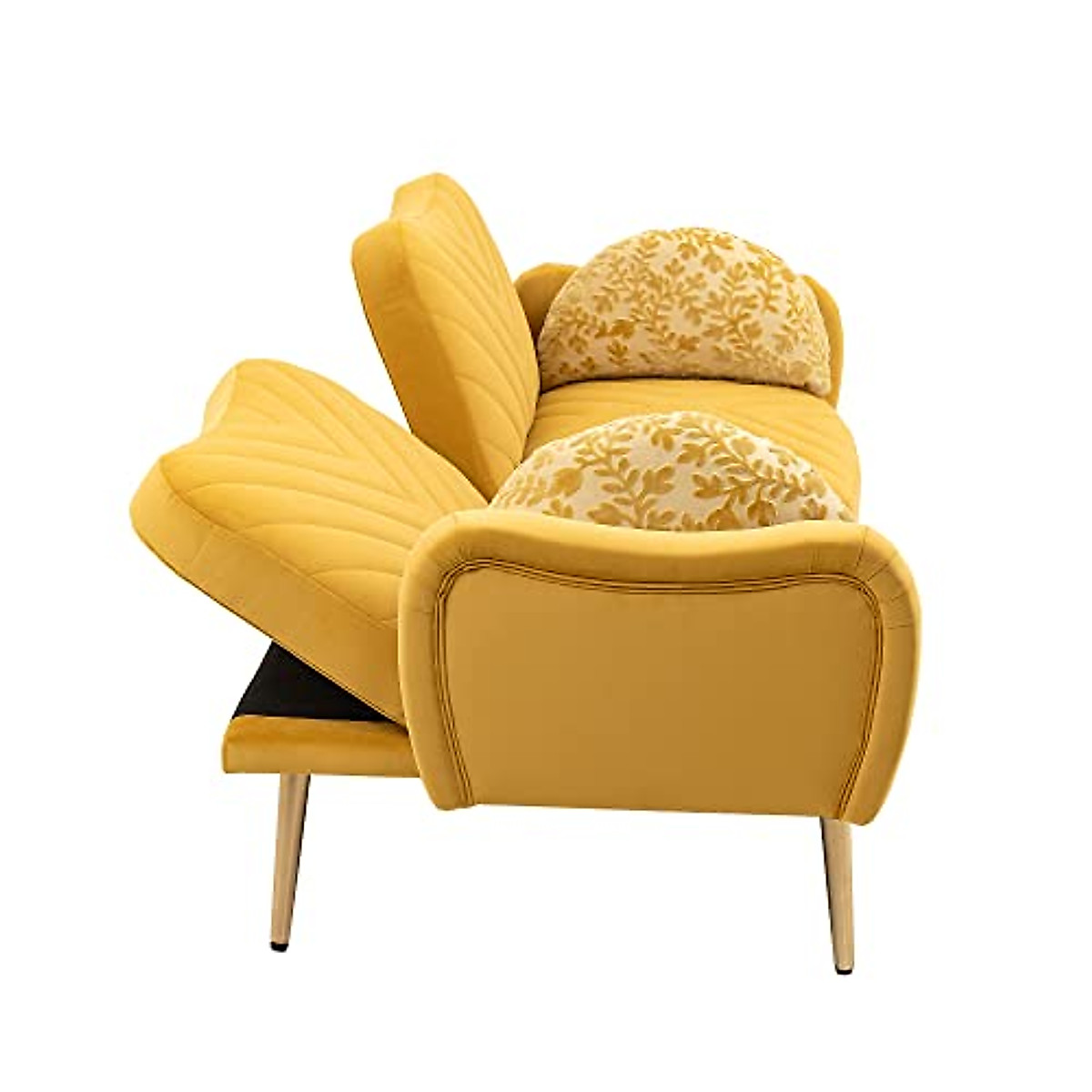 HomSof Loveseat Mustard Modern Sofa Small Couch for Living Room with Metal feet and 2 Pillows