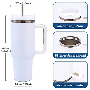 BATTUP 40 OZ Tumblers With Handle Bulk Stainless Steel Double Wall Vacuum Insulated with Lid and Straw Grey Mouth Mixed Colors 20 Pack