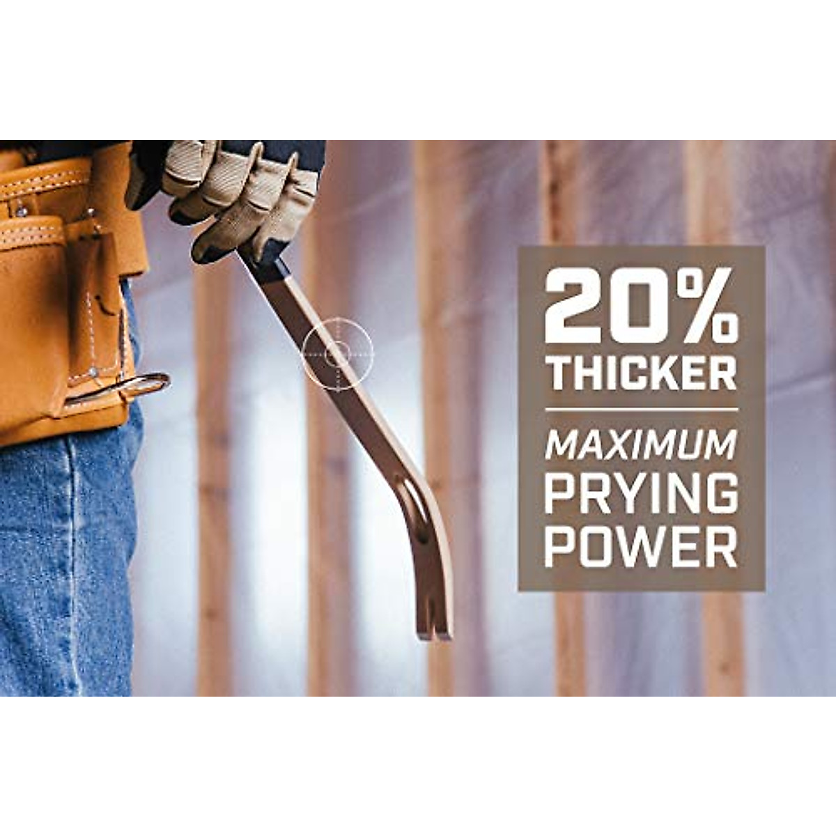 Spec Ops Tools 15" Flat Pry Bar Crowbar, Curved Rocker Head, Teardrop Nail Puller, High-Carbon Steel