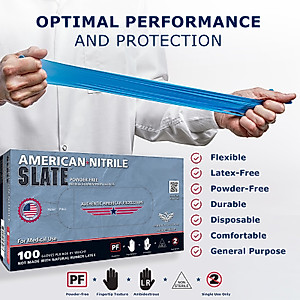 American Nitrile – Slate Powder Free Nitrile Gloves – Latex Free Disposable Gloves – Made in the USA