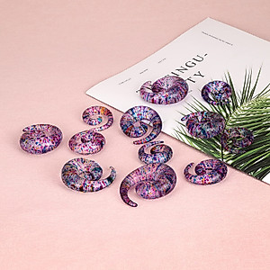Qmcandy 12pcs Big Gauges Spiral Ear Stretching Kit 00G-20mm Large Acrylic Spiral Set, Rainbow Glitter