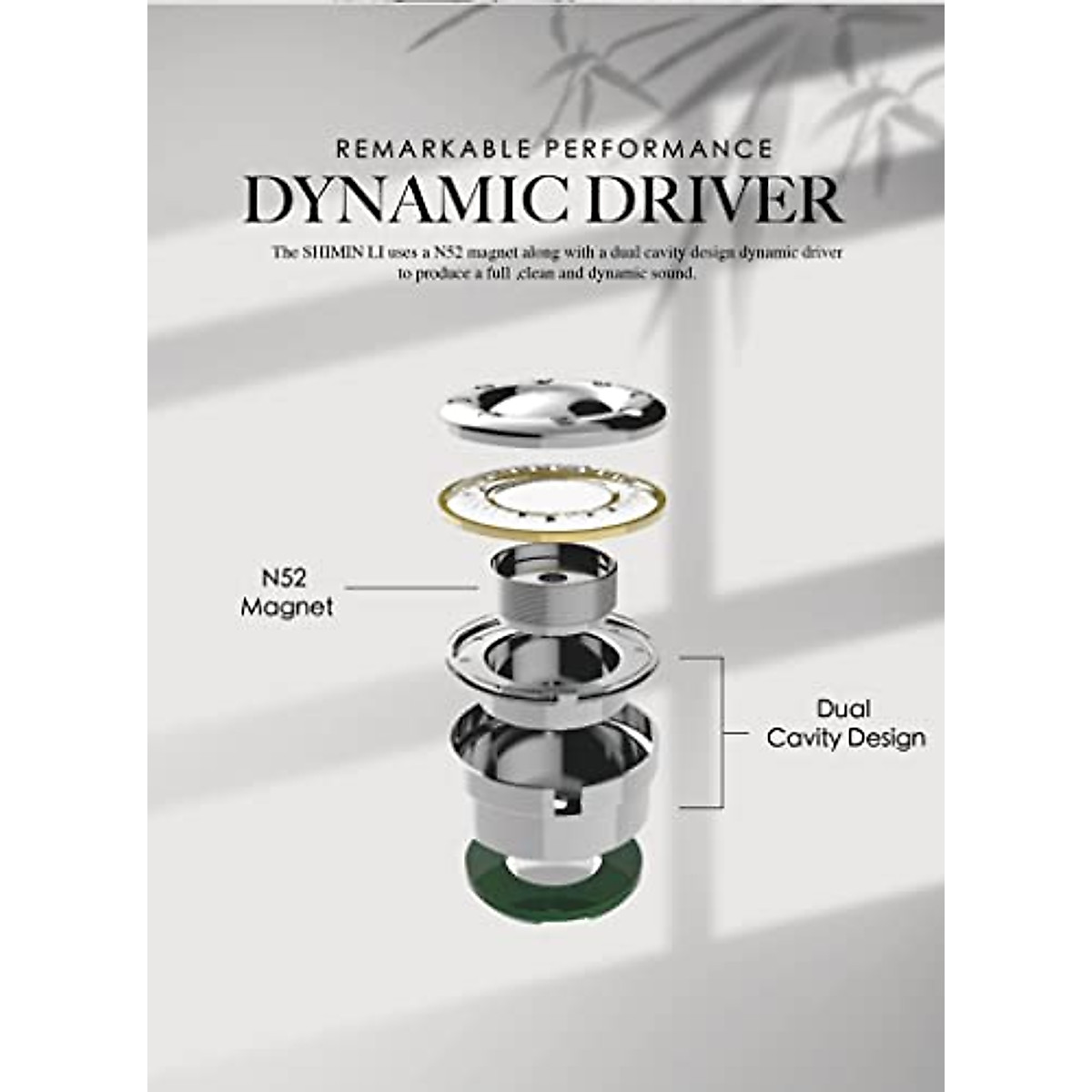 Kinboofi TANGZU SHIMIN LI in Ear Monitor, N52 Magnet Dual Cavity Design Dynamic Driver HiFi IEM,Sport Noise Isolation Wried Headphone with Detachaable 2pin Cable for Audiophile Musician (Gold)