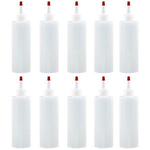 LAKESHORE TRADE 10 Pack 8-Ounce Plastic Squeeze Bottles with Red Tip Caps for Food, Crafts, Art, Multi Purpose