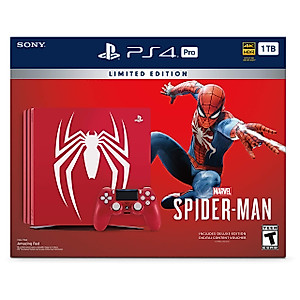 Playstation 4 Pro 2TB SSHD Limited Edition Console - Marvels Spider-Man Bundle Enhanced with Fast Solid State Hybrid Drive (Renewed)