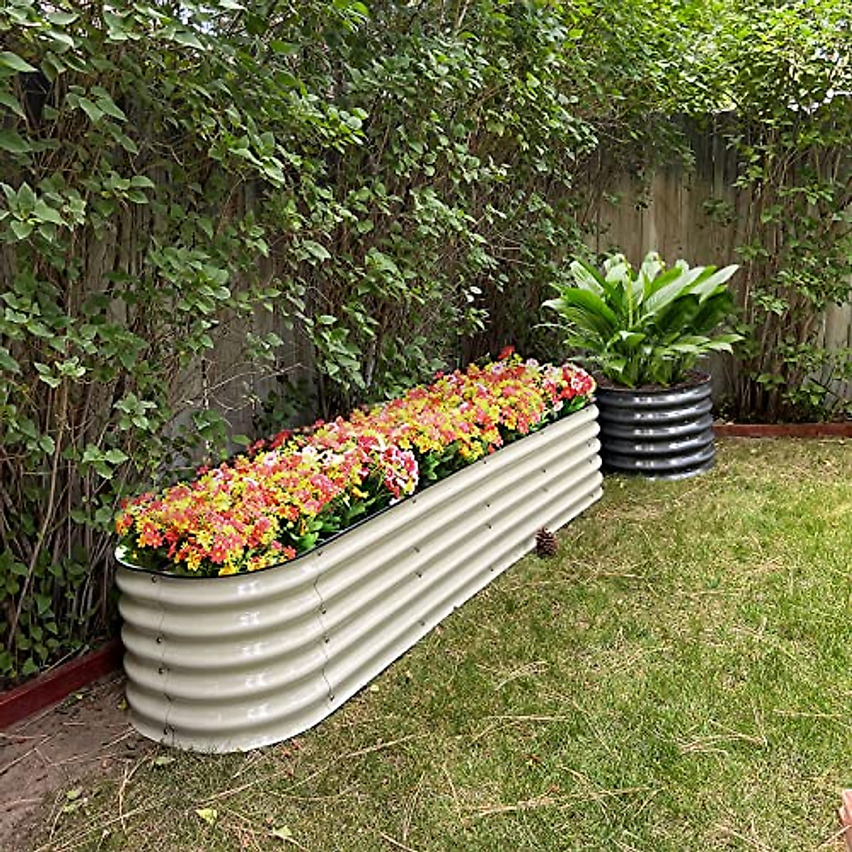 CDEN Aluzinc Raised Garden Bed Kit,Planter Raised Bed,17" Tall,9 in 1 Series for Flowers、Vegetables、Fruites（Starry Grey）.