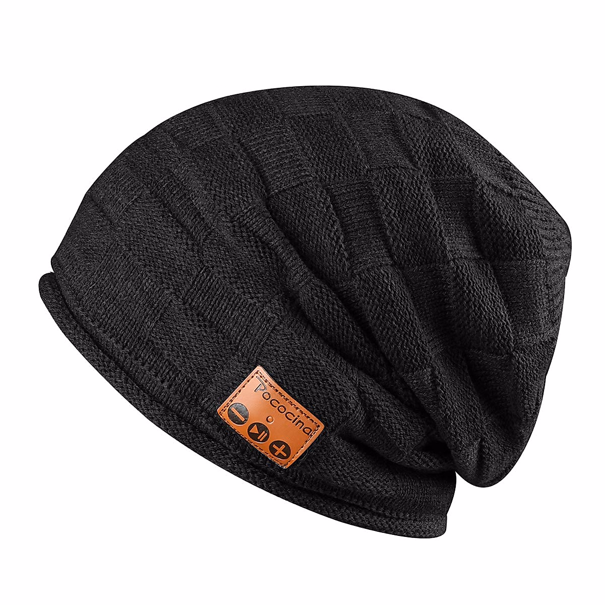 Wireless Beanie for Men, Smart Music Knit Winter Hat with Speaker Mic for Fitness Outdoor Sports, Black