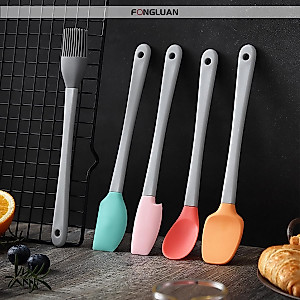FONGLUAN Mini Silicone Spatula Set of 5 - Heat Resistant & Nonstick Rubber Spatulas - Dishwasher Safe Kitchen Utensils for Cooking, Baking, Mixing