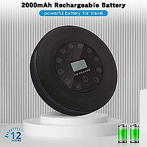 Rechargeable Portable Bluetooth CD Player,Lukasa CD Player Portable,Compact Music CD Disc Player for Car/Travel, Home Audio Boombox with Stereo Speaker & LCD Display,Support CD USB AUX Input,2000mAh