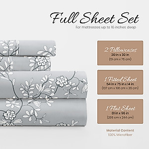 Linen Market 4 Piece Full Bedding Sheet Set (Light Gray Vine) - Sleep Better Than Ever with These Ultra-Soft & Cooling Bed Sheets for Your Full Size Bed - Deep Pocket Fits 16" Mattress