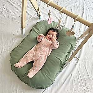 MOZAH Baby Lounger Pillow Cover – Machine Washable and Breathable Cotton Fitting Most Infant Loungers and Baby Nest Loungers (Roman Green)