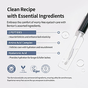 BENTON HONEST Eyelash Serum - Korean Skin Care Lash Serum with Hyaluronic Acid & Peptides | Eyelash Growth & Eyebrow Growth Serum (0.33 fl oz)