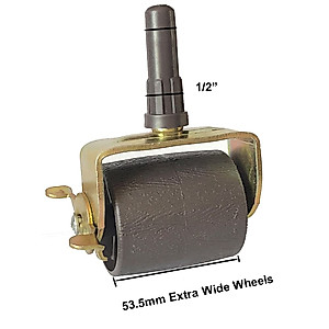 Metal Stem Heavy Duty Rollers Casters Wheels for Bed Frame, Set of 4 (2 Locking, 2 Non Locking)