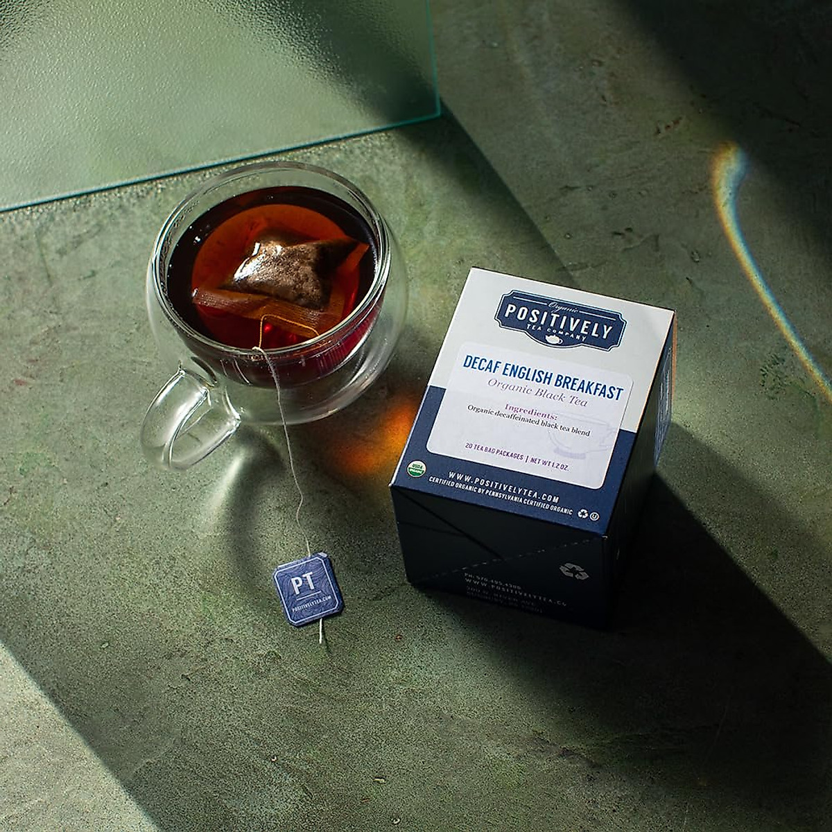 Organic Positively Tea Company, Decaf English Breakfast Black Tea Bags, 20 Count