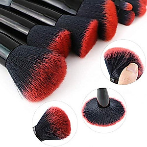 Beautiful Makeup Brushes, Make Up Brushes Set Transparent Handle for Blush Foundation Eye Shadow Kabuki Concealer Cosmetic Brushes Kits Red Black Makeup Tools