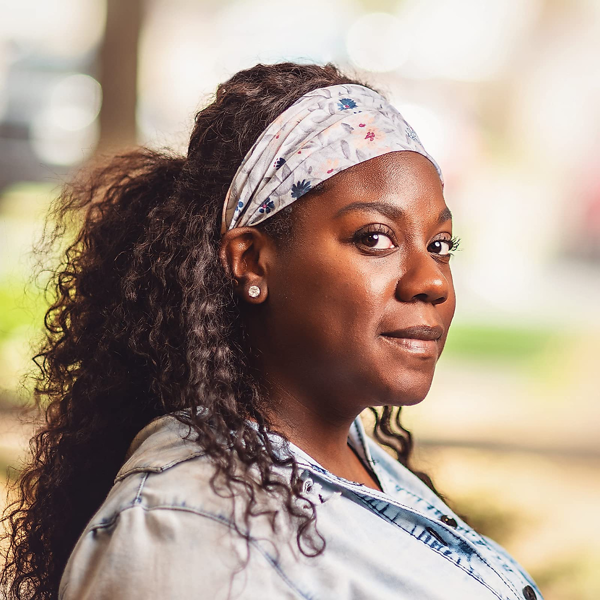 Karma Pink Multi Stripes Headband for Women - Medium - Fabric Headband and Stretchy Hair Scarf - Pink, 1 Count (Pack of 1)