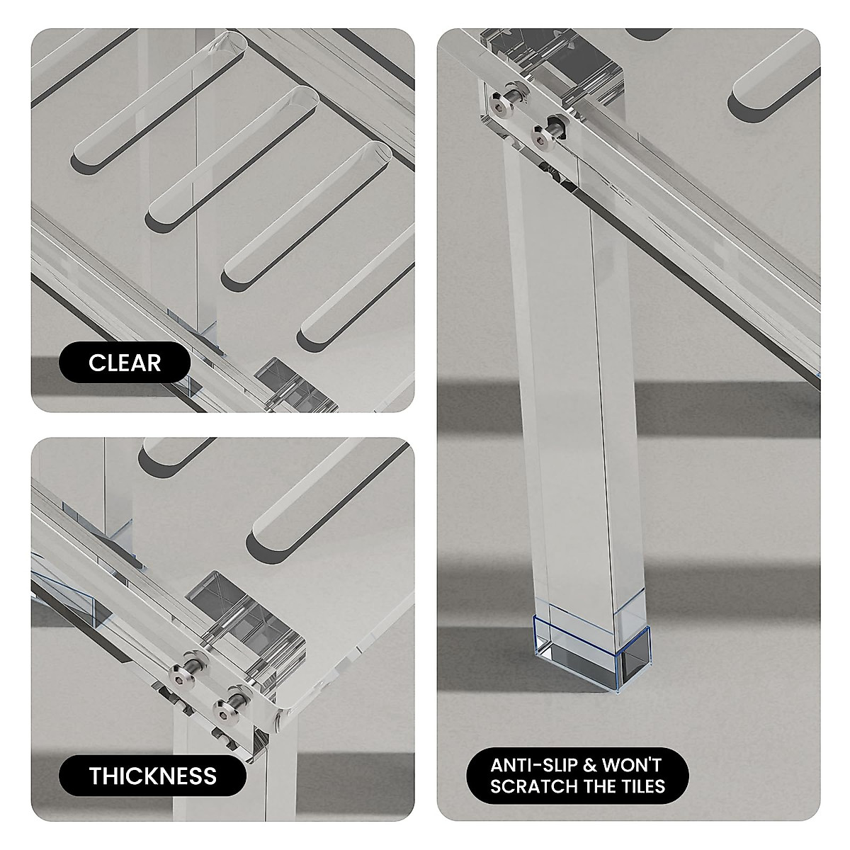 Sumerflos Acrylic Shower Stool for Shaving Legs - Clear Bathroom Shower Foot Rest, Non-Slip Foot Step Stool for Inside Shower & Pedicure for Small Shower Spaces Waterproof Sturdy