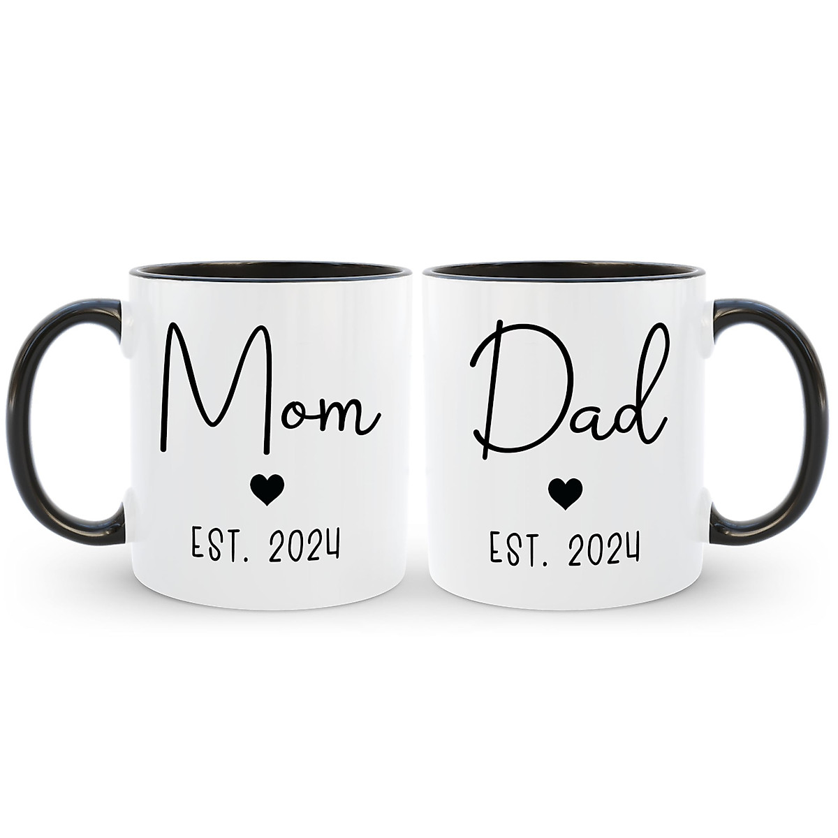 HomeBee Mom Dad Est 2024 Coffee Mug Set, New & Expecting Parents Gift for Couple, Pregnancy Announcement Gender Reveal Gift, Welcome Baby Congratulations Present, Mommy to Be First Time Daddy Cups