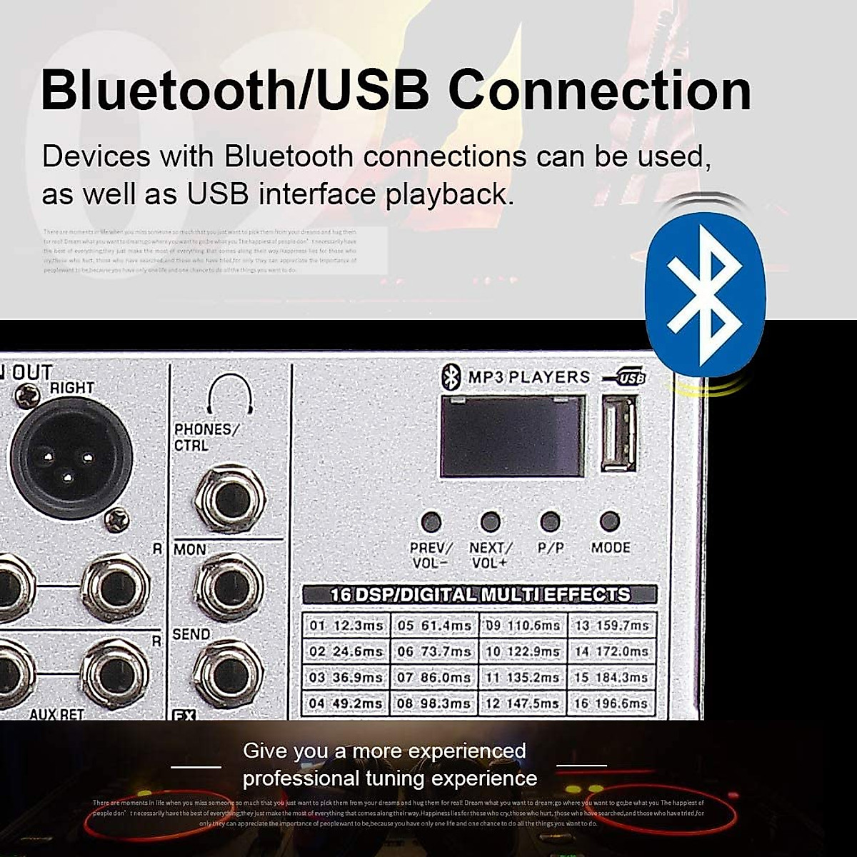 DJ Mixer G-MARK GMX1200 12 channel Professional USB Audio Mixing console Music Studio 8 mono 4 stereo 7 brand EQ 16 Effect Podcast Streaming Audio Interface