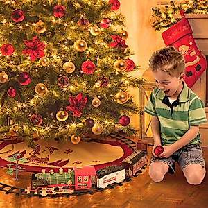 Sopu Train Sets for Kids, Electric Train Toy with Steam Locomotive Engine, Railway Kits, Cargo Cars & Tracks and Smokes, Lights & Sound Best Christmas Train Set for Boys Girls 3 4 5 6 7 8 9 10+ Years