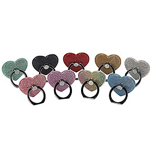 MuZiFei Phone Ring Stand Holder,2-Pack Heart Crystal Diamond Rhinestone Bling Glitter Sparkle Universal 360° Rotation Cell Phone Stent Holder Grip Kickstand for Almost All Phones/Cases (Black)