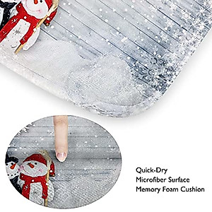 Christmas Shower Curtain Set 4PC with Christmas Shower Curtain with Toilet Lid Cover and Bath Mat, Christmas Still Life Decoration with Snowman Christmas Bathroom Set Winter Holiday Home Decor