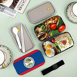 Flag of Belize Bento Box for Adult Lunch Box Containers with 2 Compartments Large Capacity for Camping Work Office