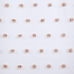 Intelligent Design Sophie Sheer Single Window Curtain Panel Clipped Pompom Embelished Privacy Drape with Rod Pocket for Bedroom, Livingroom, 50" x 84", Blush