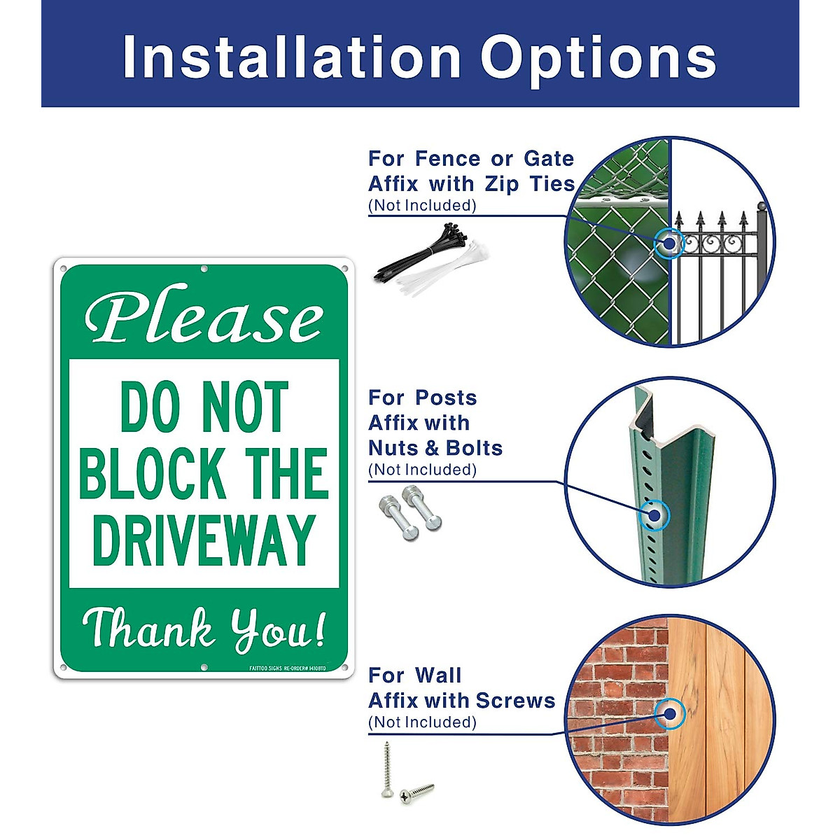 Please Do Not Block The Driveway Thank You Sign, No Parking Sign, 14 x10 Inches .40 Rust Free Aluminum, UV Protected, Durable Ink, Weatherproof, Weather Resistant, Easy To Mount, Indoor & Outdoor Use