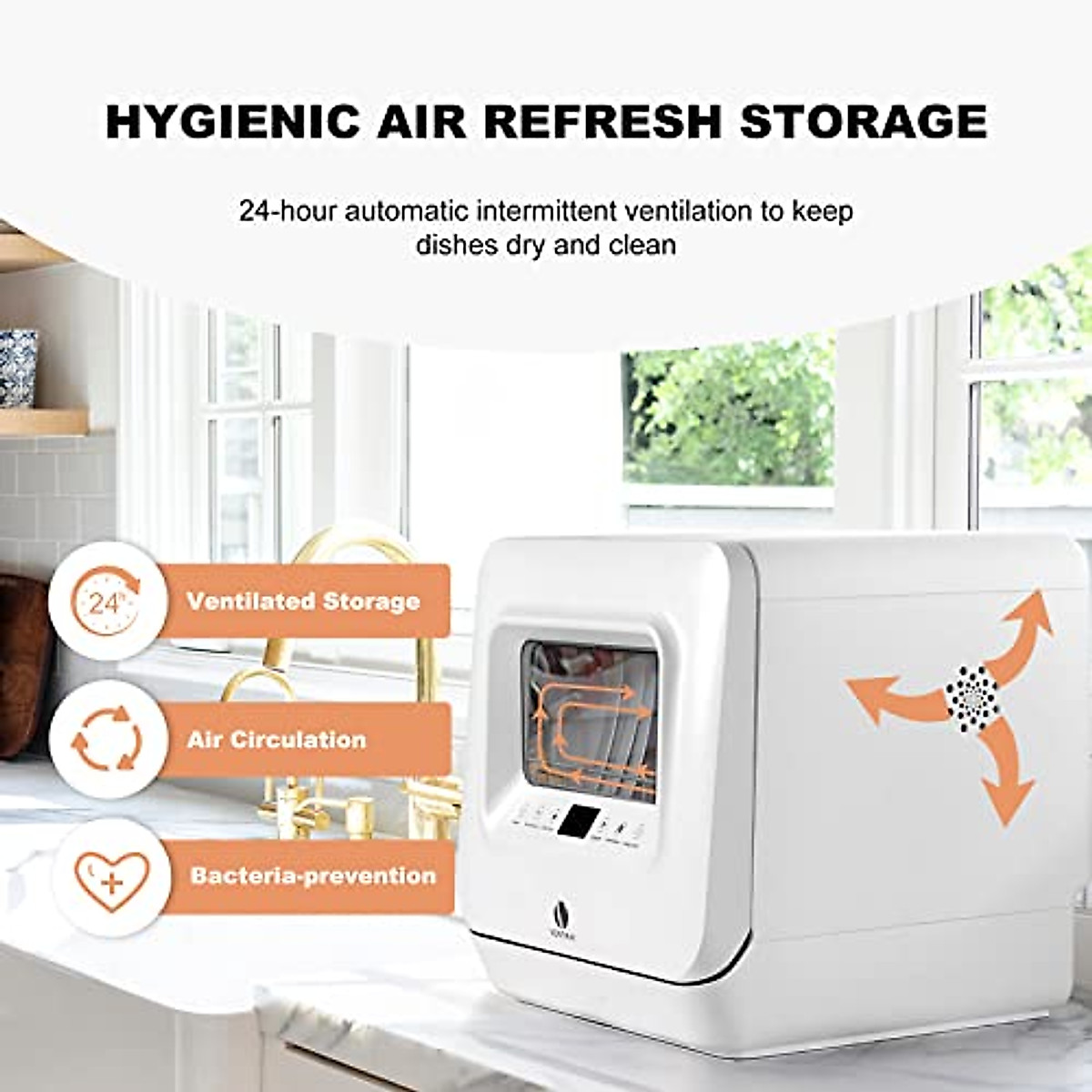 VENTRAY Countertop Portable Dishwasher Mini Compact with 5 Washing Programs Air Drying Function for Small Apartment Dorms RVs DW55AD