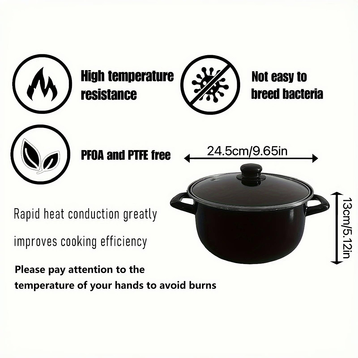 Deep fryer pot With Basket 4Quarts Enamel Stock Pot With Lid Sauce Pot Deep Fryer Pot Suitable Frying Fries,fish Cooking Soup Glass Glaze Easy to Clean High temperature resistance of 900 ° F