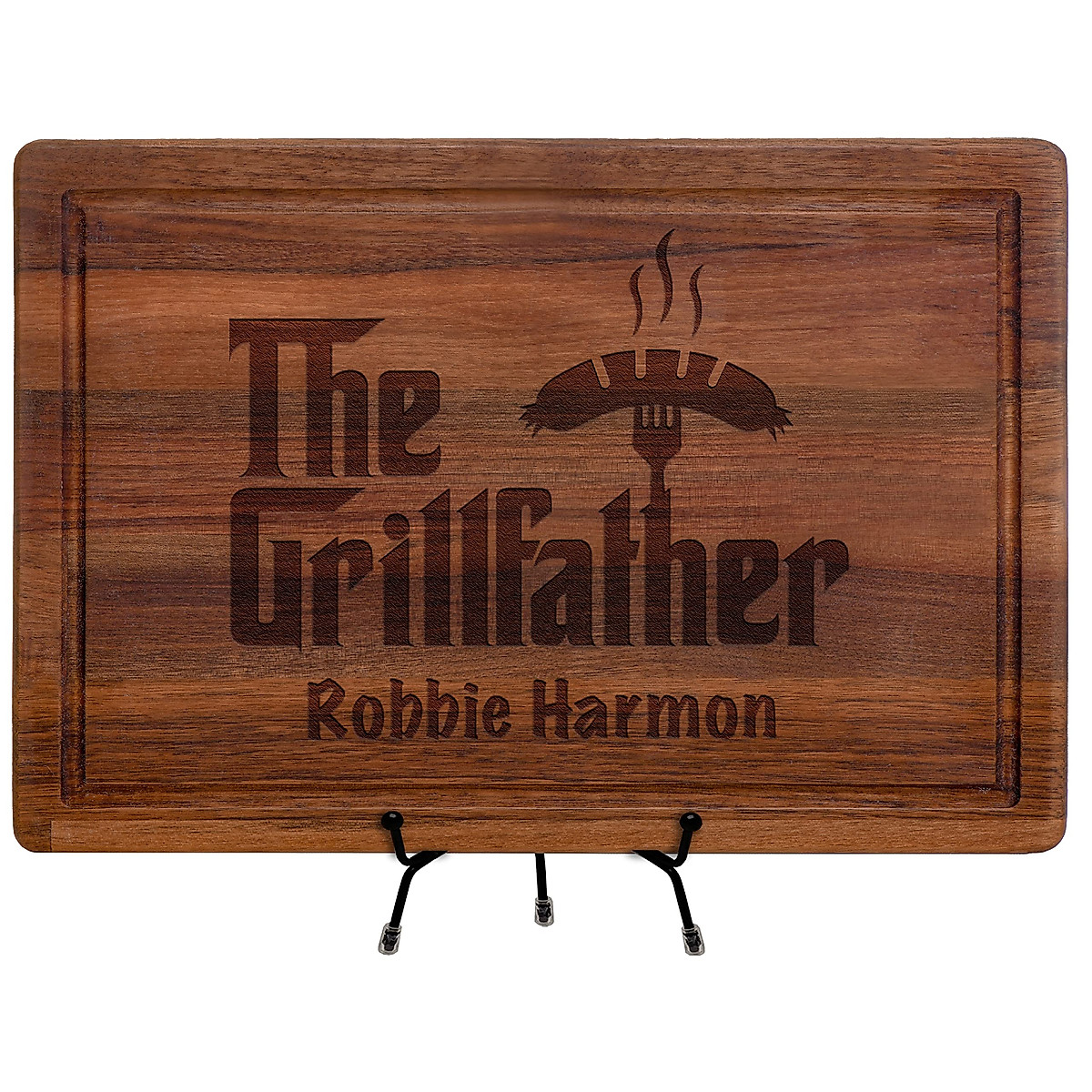 The Grillfather Wood Cutting Board, Christmas Gift Idea, BBQ Gift, Personalized Gift for Men, Dad, Grandpa, Custom Engraved Cutting Board, Father's or Grandpa's Birthday Gift, Grill Master