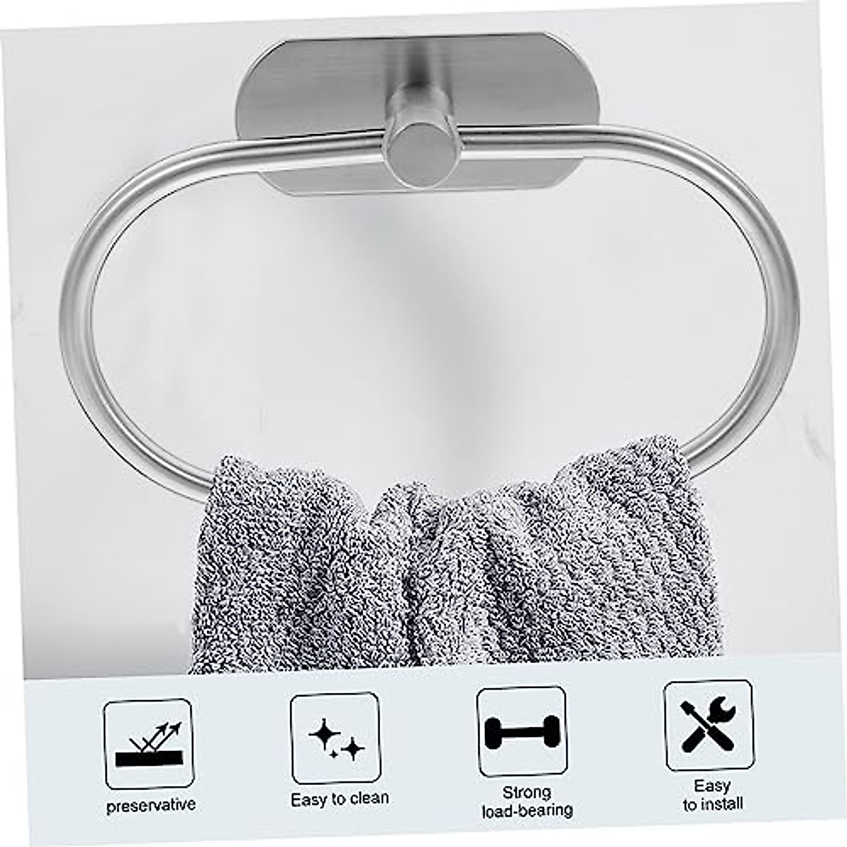 DOITOOL Towel Ring Hand Towel Adhesive Shelf Hook Vintage Towel Hanger Rod Sink Mount Dish Dryer Stand Black Hanger Bathroom Towel Hanger Towel Holder Single Shot Counter Stainless Steel