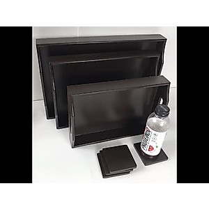 XL Wood Serving Tray Nested Set Of 3 w/4 Wood Coasters Wooden Coffee Table Food Eating on Bed Ottoman Tray Living Room Trays Decorative Storage Serving Butler Smoke Herb Rolling Nightstand Cheese Tray