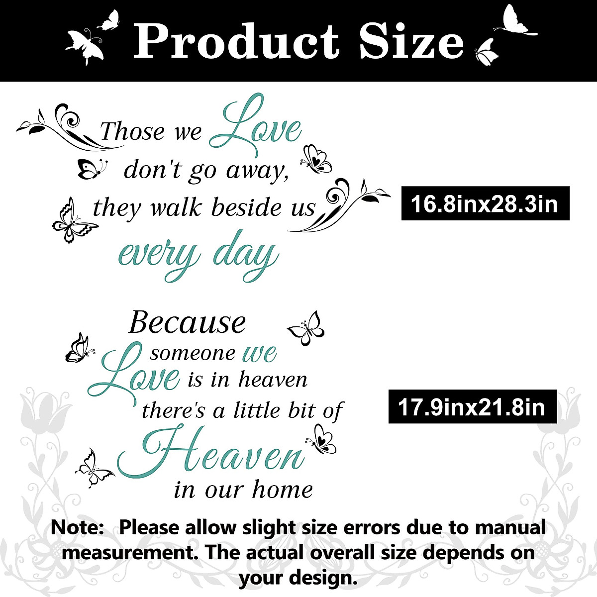 Quotes Saying Wall Decals Because Someone We Love is in Heaven Decal Peel and Stick Lettering Words Wall Stickers Memory Wall Decals Vinyl Inspirational Religious Wall Decal For Home Family Room Decor