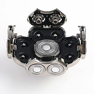 Men's Electric Shavers Replacement Heads 9 Blades Head Replaceable Alternate Floating Washable Electric Razor Shaver Head（Silver）