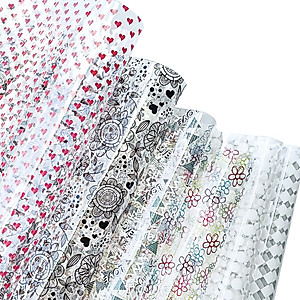 ONEART | Printed TPU Jelly Faux Leather 12 x 53 inches Transparent Clear Jelly Vinyl Great for Embroidery and Crafting Project (Floral)