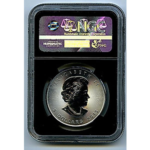 2015 CA Canada 1 OZ Silver Maple Leaf Rare RETRO BLACK HOLDER RED LABEL $5 MS70 NGC