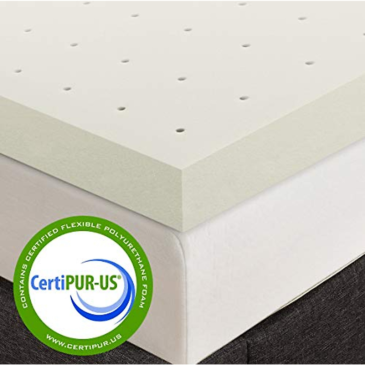 Best Price Mattress 3 Inch Ventilated Memory Foam Mattress Topper, CertiPUR-US Certified, Short Queen