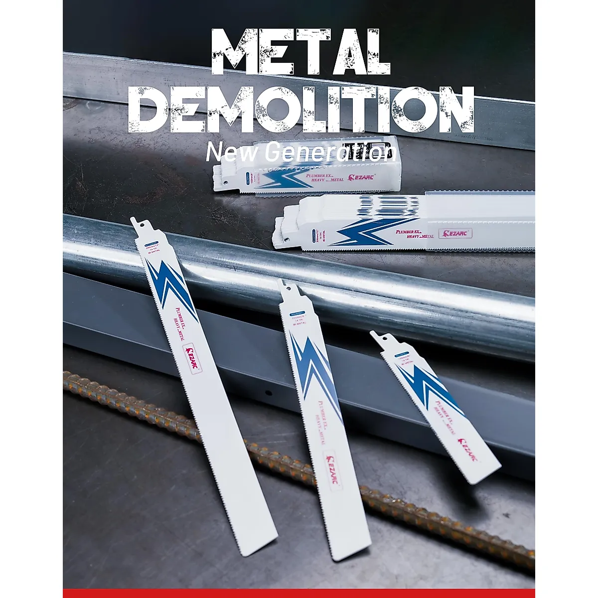 EZARC 25 Pack Bi-Metal Cobalt Reciprocating Saw Blades for Heavy Metal Cutting Sabre Saw Blades 12-Inch 14TPI R1226PM+