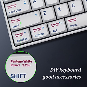 Hkfos PBT Keycaps 134 Keys, XDA Profile Keycaps, Dye-Sublimation White Custom Keycaps for Cherry Gateron MX Switches Mechanical Keyboards(with 1.75U Shift)