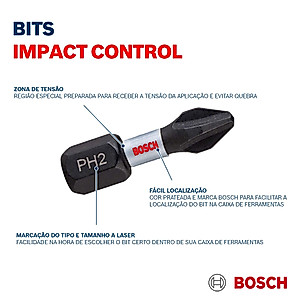 Bosch Professional 8pcs. Screwdriver Bit Set Phillips (Impact Control, PH2 Bits, Length 50 mm, Pick and Click, Accessory Impact Drill)