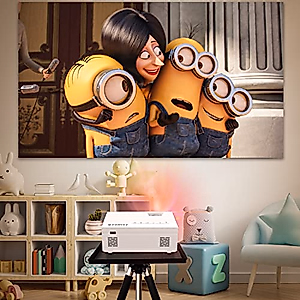 Projector Mini,WTONISY 2023 Newest Mini Projector with Tripod,10000 Lumen Movie Projector,Portable Outdoor Projector Built-in Speaker,Compatible with TV Stick,HDMI,PS4,iOS,Android Phone