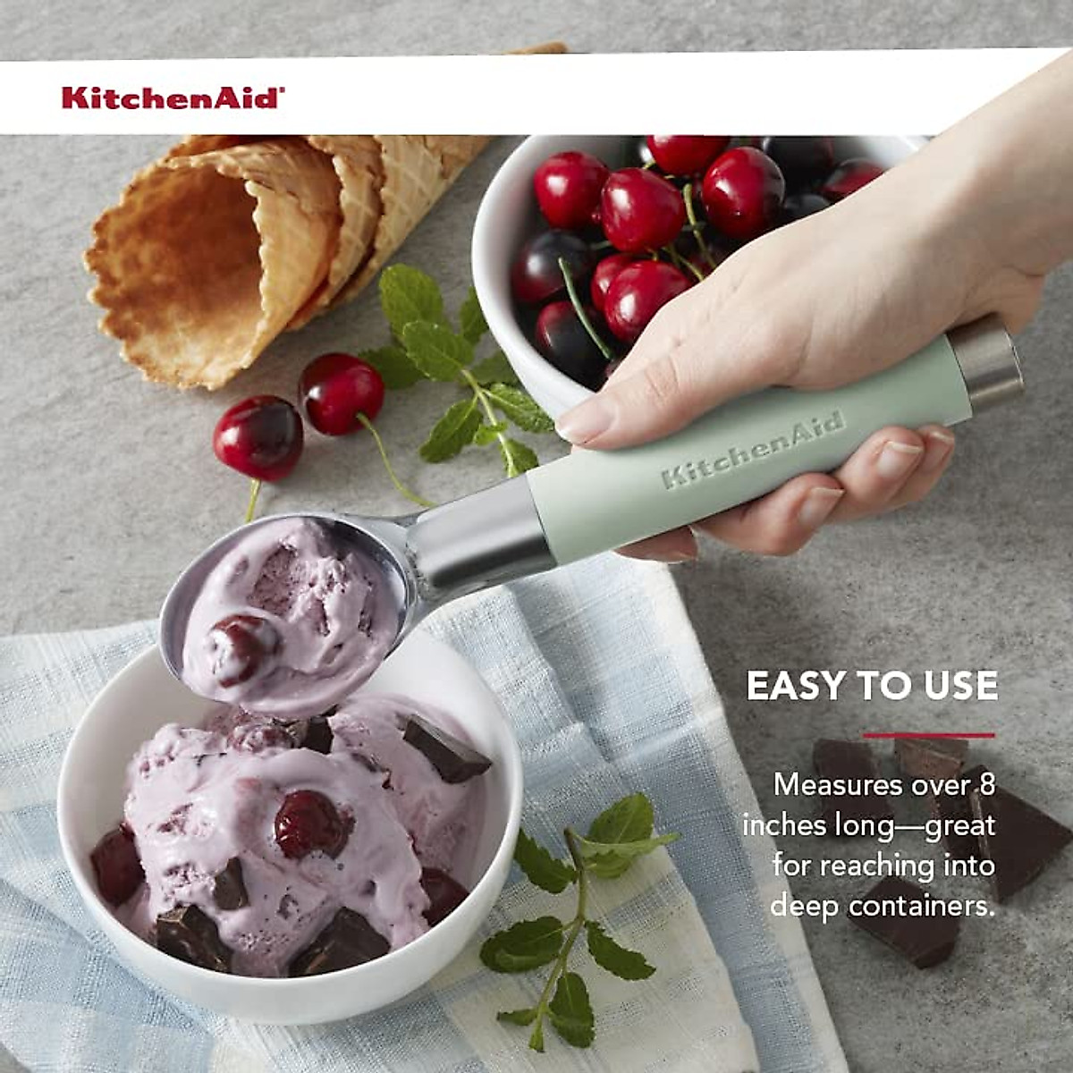 KitchenAid Gourmet Ice Cream Scoop, One Size, Matte Pistachio