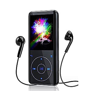 RUIZU 64GB MP3 Player with Bluetooth 5.3: Portable Music Player with Speaker, FM Radio, Voice Recorder, HiFi Lossless Digital Audio Video Playback, 2.4" Curved Screen, Touch Buttons, Supports 128GB